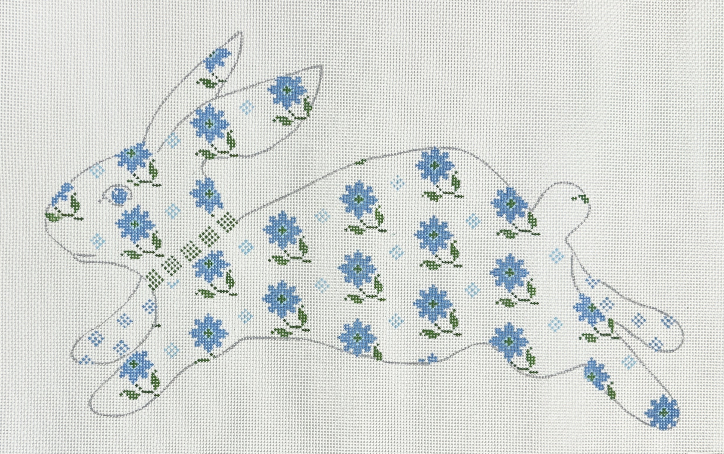 bunny with blue flowers – The Needle Bug