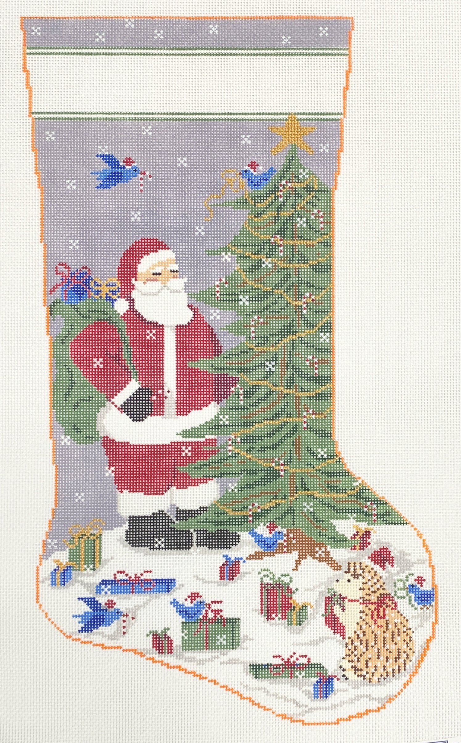 santa with forest friends stocking – The Needle Bug
